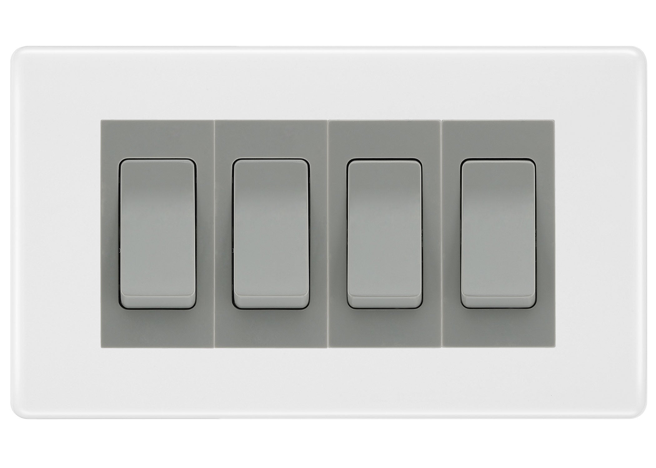 BG Nexus White Moulded 4 Gang 20AX 2-Way Switch Custom Gr...