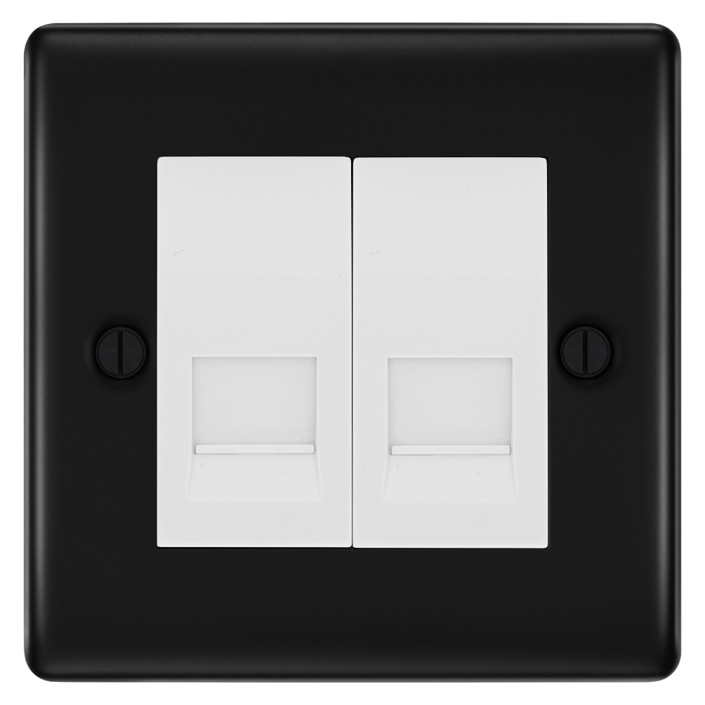 BG Nexus Matt Black Double Master Telephone Socket – Whit...