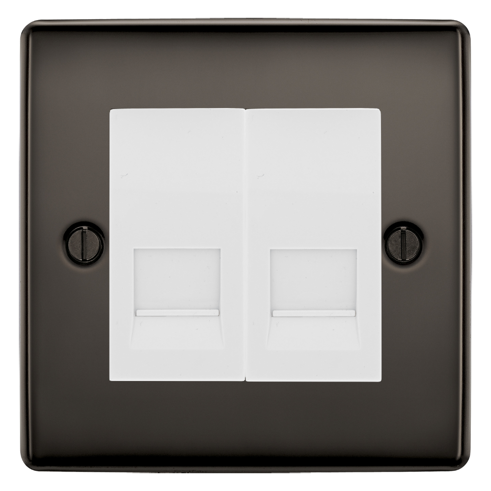 BG Nexus Black Nickel Double Master Telephone Socket, Scr...