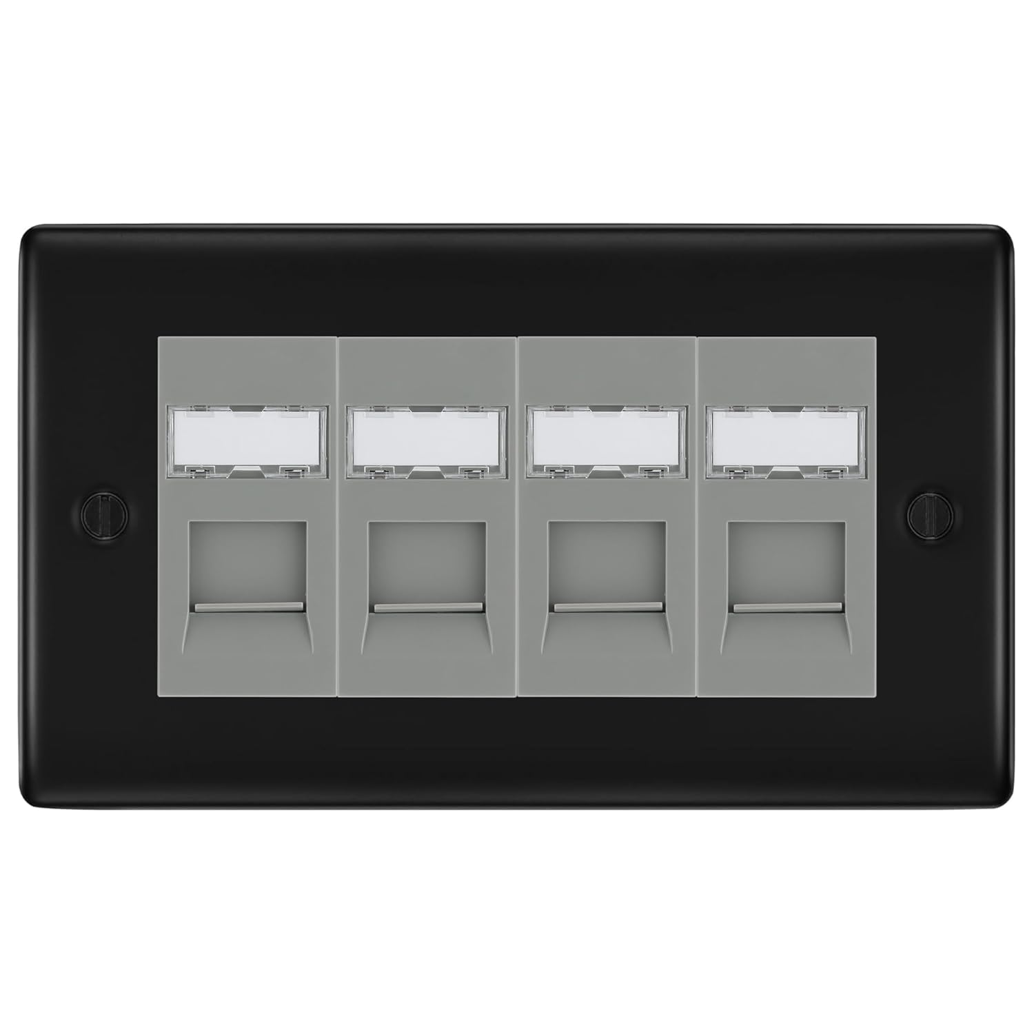 BG Nexus Matt Black 4 Gang RJ45 Cat6 Data Socket Outlet G...