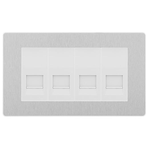 BG Evolve Brushed Steel 4 Gang IDC Secondary Telephone So...