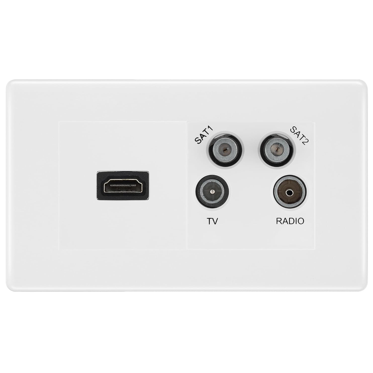 BG Nexus White Moulded 4G Faceplate with HDMI + TV/FM/SAT...