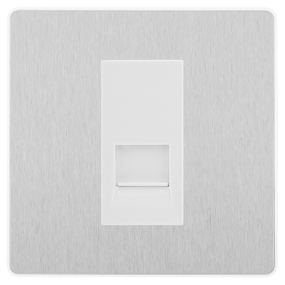 BG Evolve Brushed Steel Single Master Telephone Socket, S...