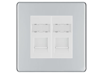 BG Screwless Polished Chrome 2 Gang RJ45 Data Socket FPCR...