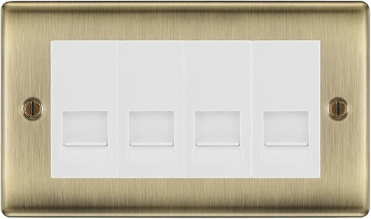 BG Nexus Antique Brass 4 Gang RJ11 Telephone Socket Euro ...