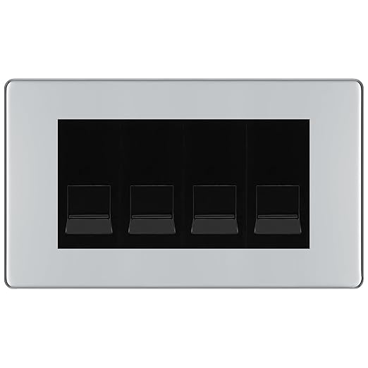 BG Screwless Polished Chrome 4 Gang IDC Secondary Telepho...