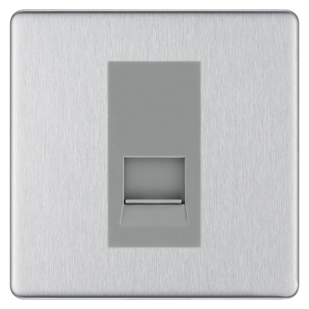 BG Screwless Brushed Steel Single Master Telephone Socket...