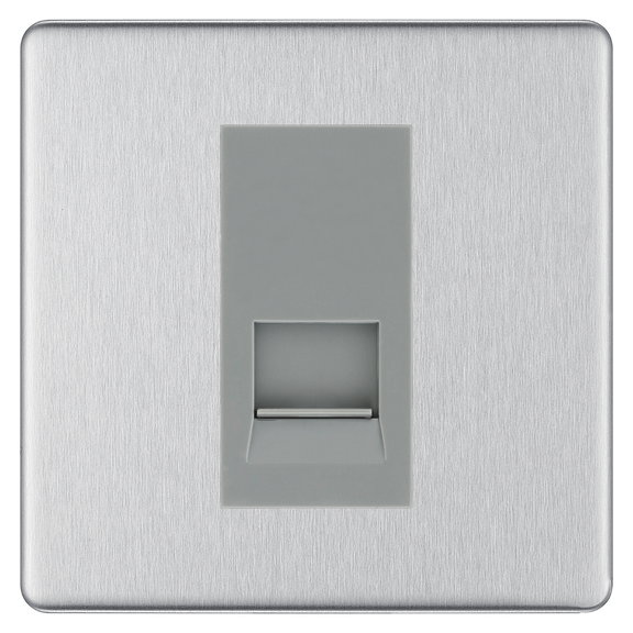 BG Screwless Brushed Steel Single Master Telephone Socket...