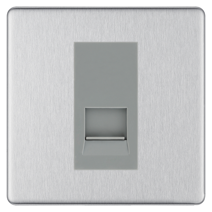 BG Screwless Brushed Steel Single Master Telephone Socket...