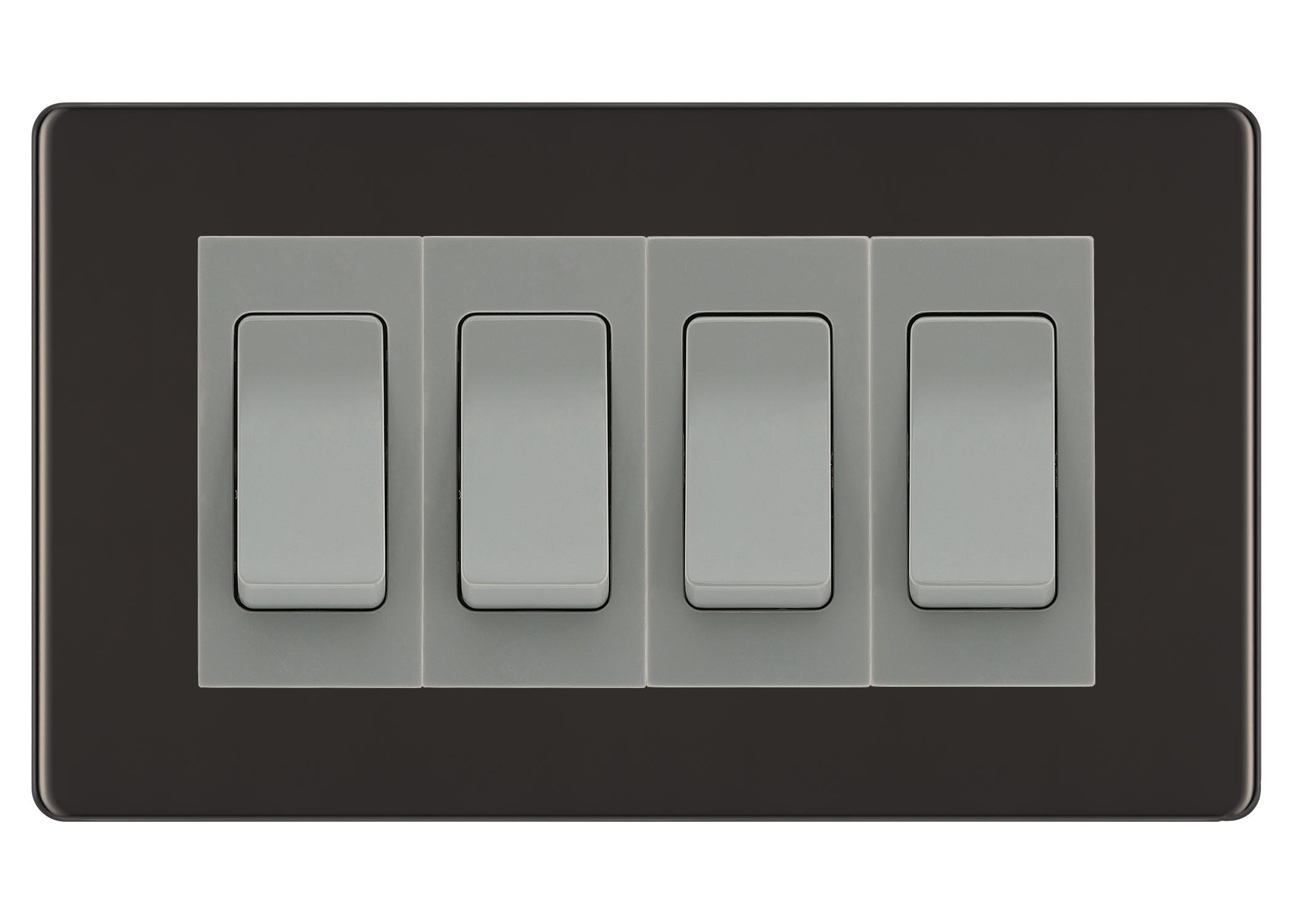 BG Screwless Black Nickel 4-Gang Light Switch 2x 2-Way