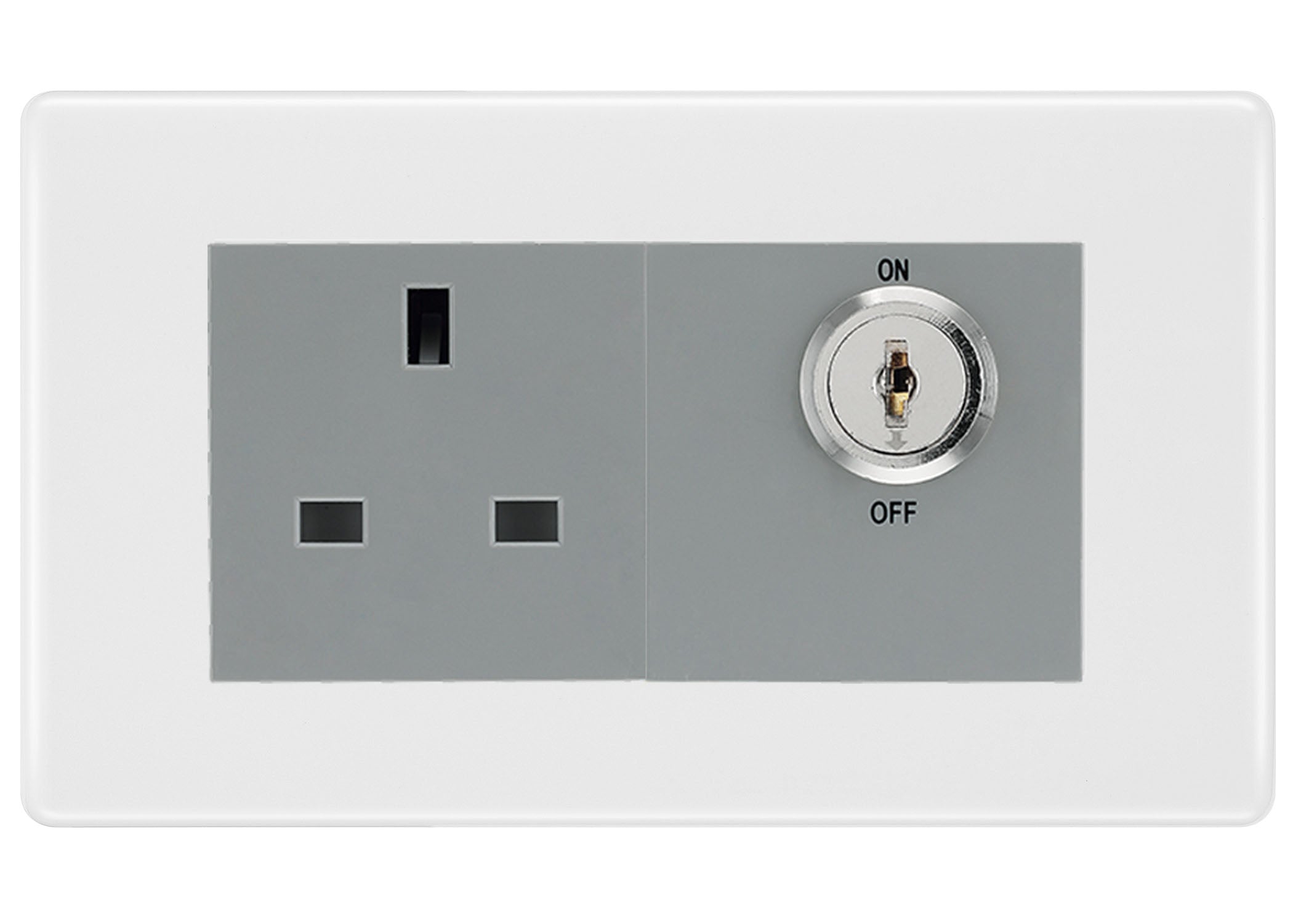 BG White Moulded 13A Double Pole Key Controlled Socket
