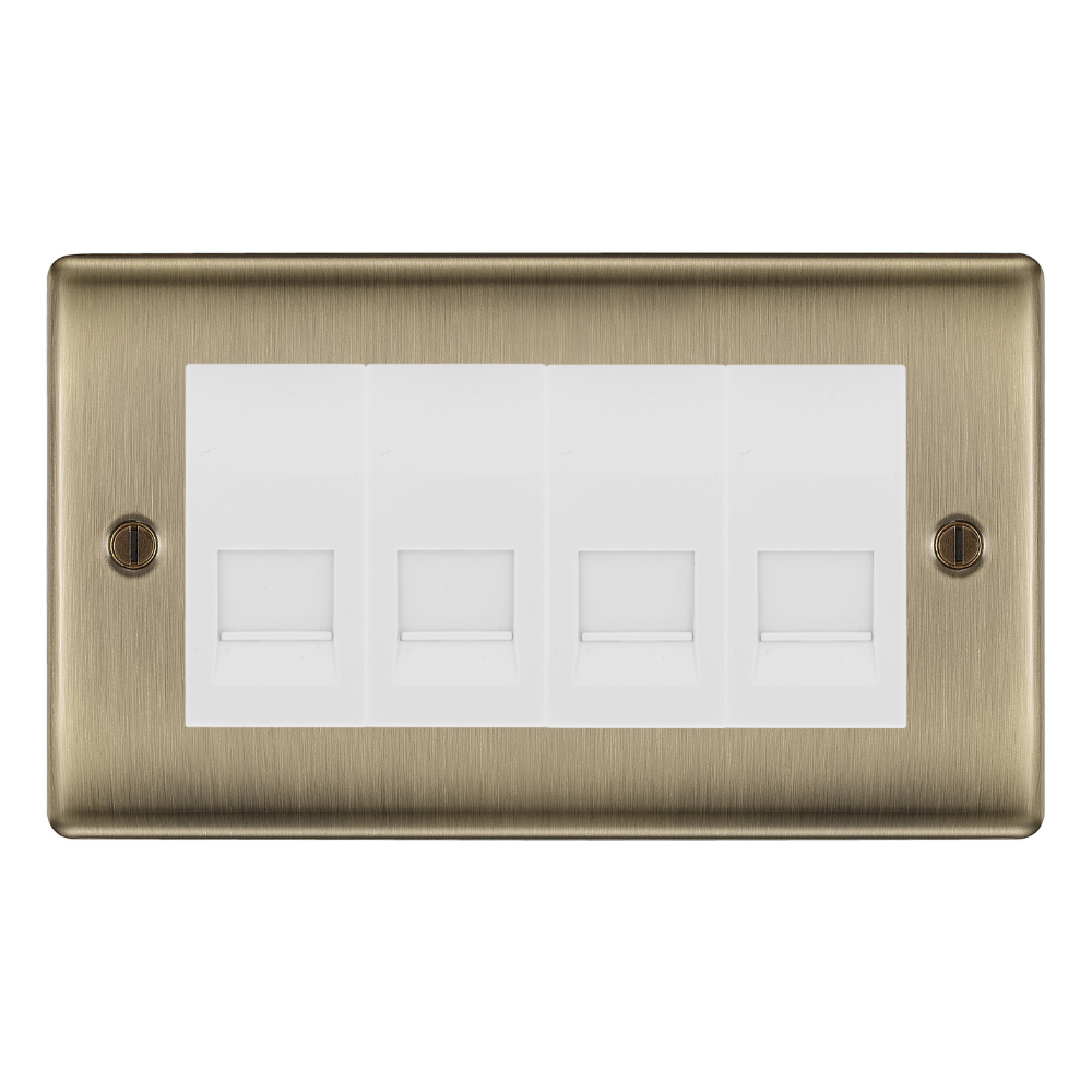 BG Nexus Antique Brass 4 Gang Master Telephone Socket, Sc...