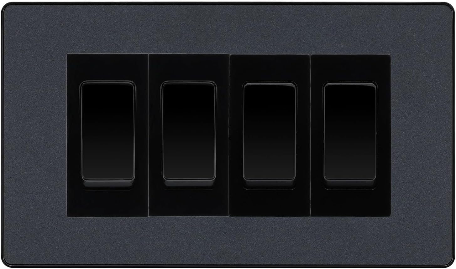 BG Evolve Matt Grey 4 Gang 20AX 2-Way Switch Custom Grid ...