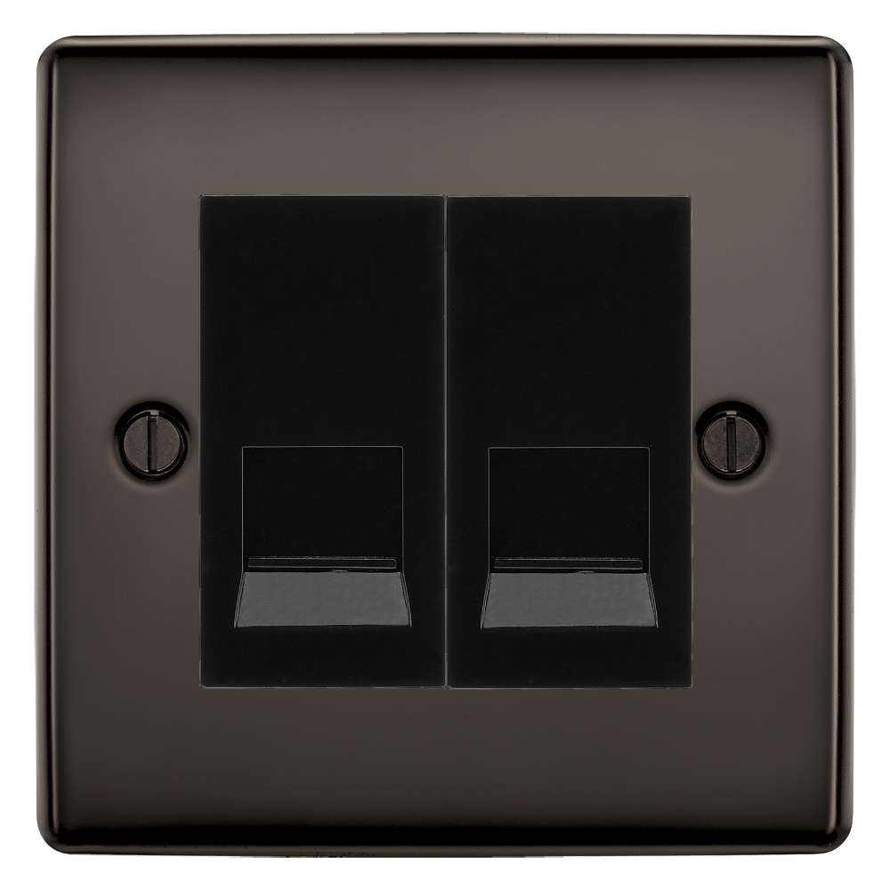 BG Nexus Black Nickel Double Master Telephone Socket, Scr...