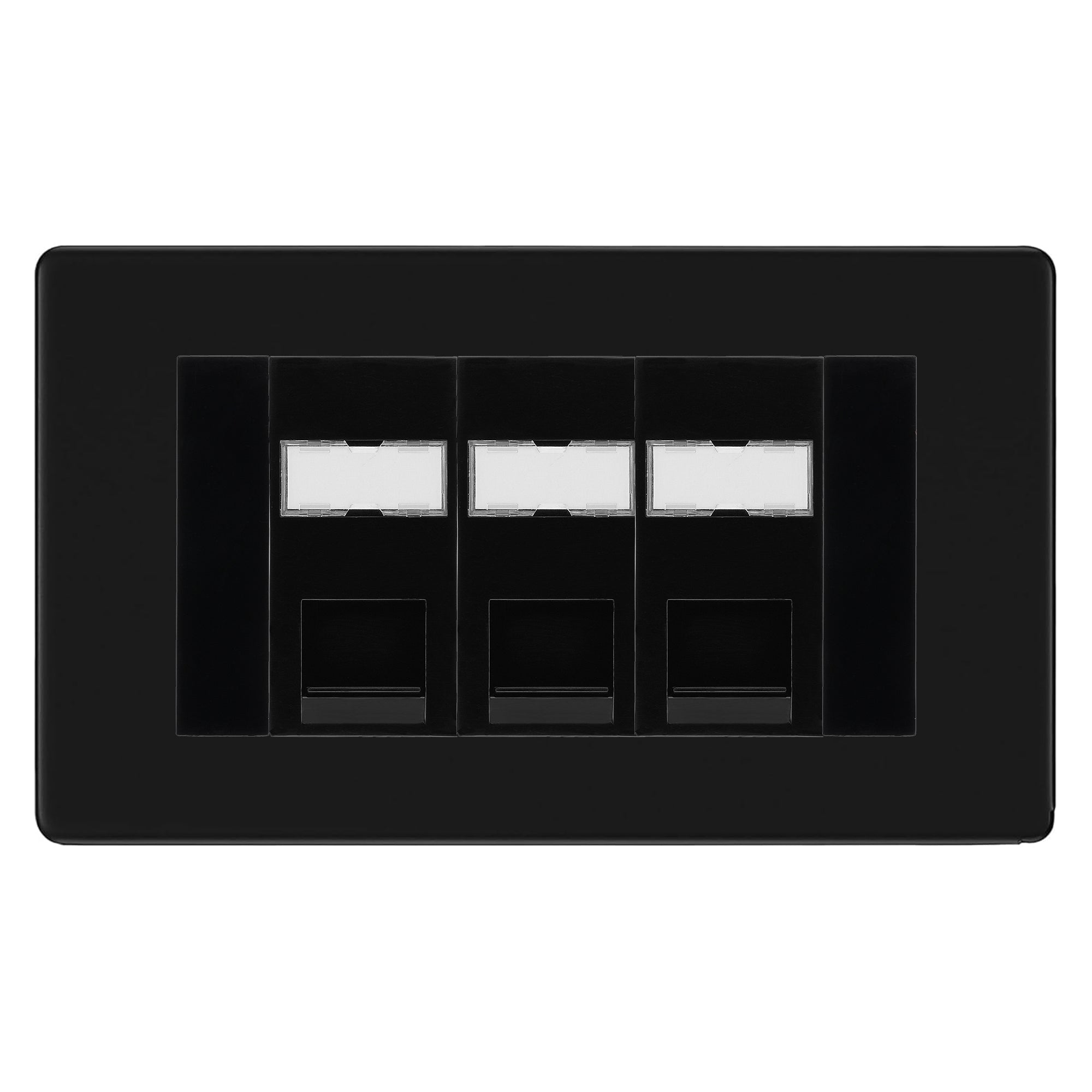 BG Screwless Matt Black 3 Gang RJ45 Cat5e Data Socket Bla...