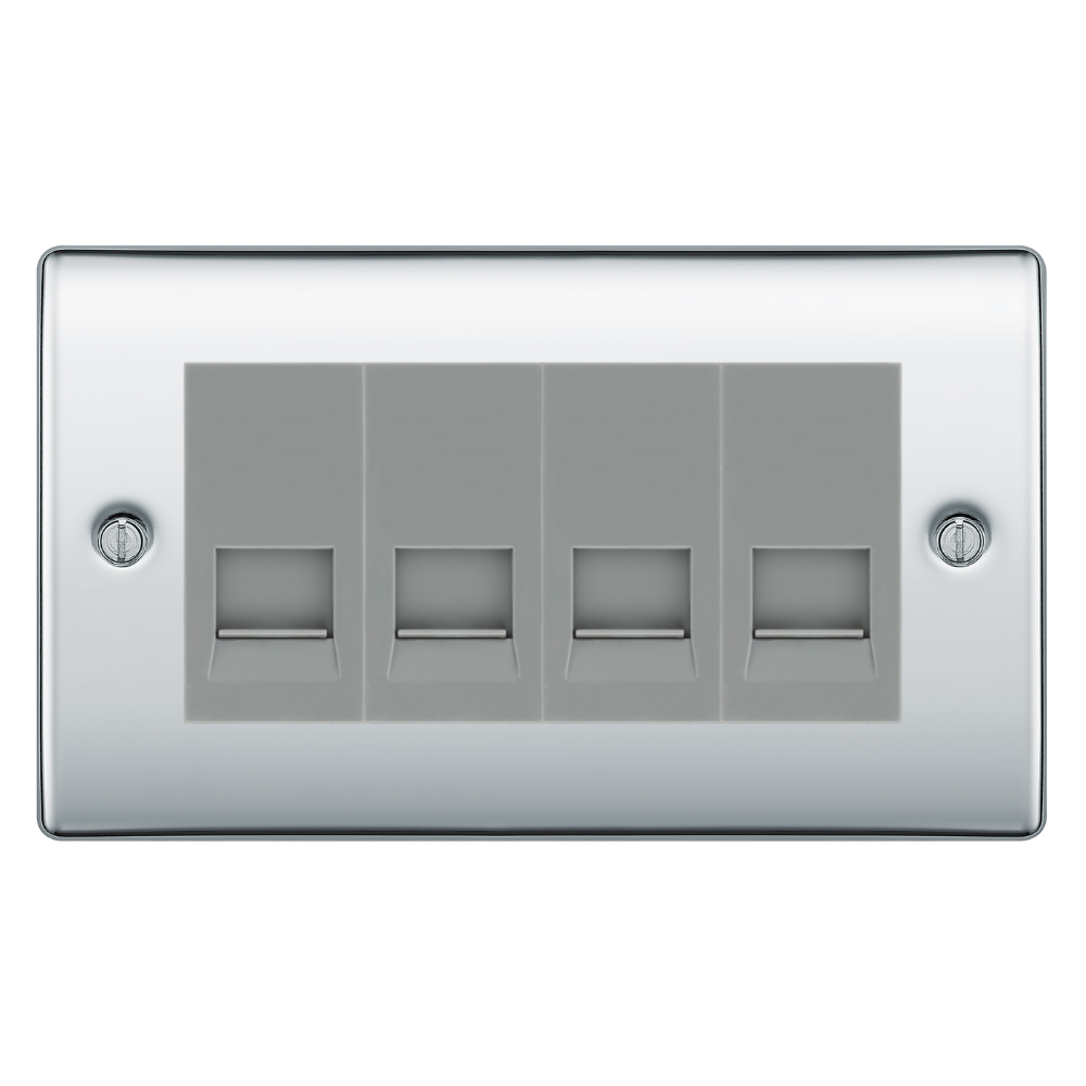 BG Nexus Polished Chrome 4 Gang Master Telephone Socket,