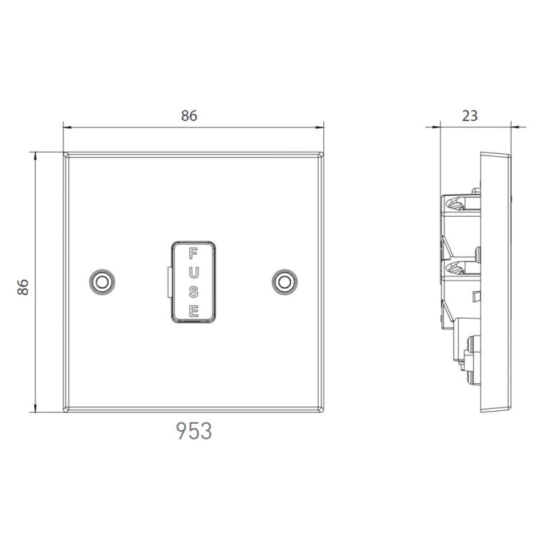 BG 953 Moulded Square Edge | White | Unswitched Spur + 3A...