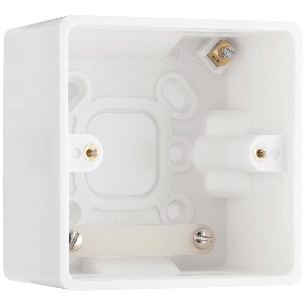 BG 877 Moulded White Round Edge 1 Gang 50mm | Surface Box...