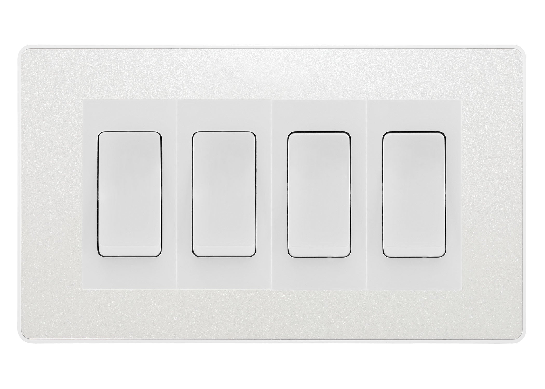 BG Evolve Pearlescent White 4 Gang 20AX 2-Way Custom Grid...