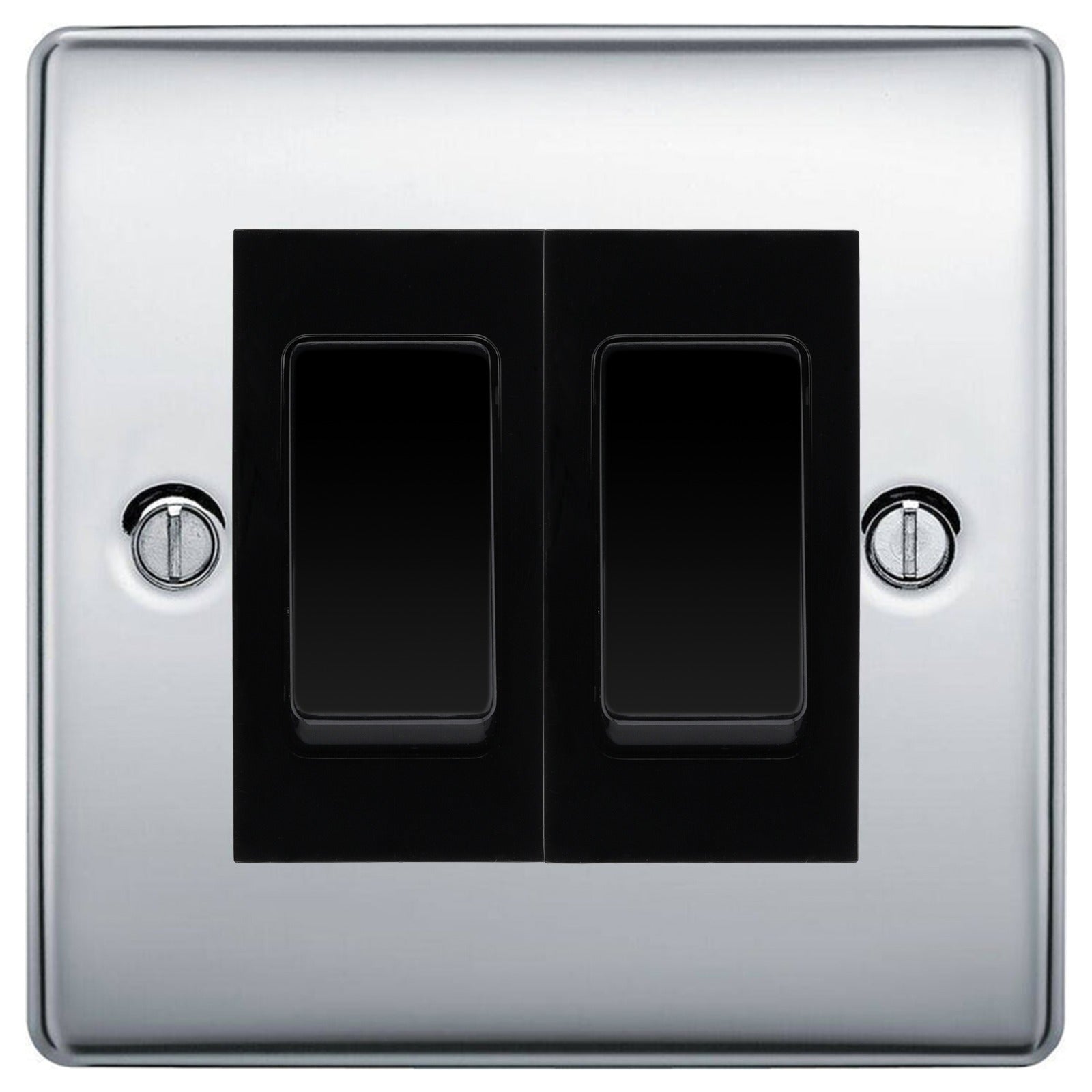 BG Nexus Polished Chrome 2-Gang Light Switch 1x 2-Way + 1...