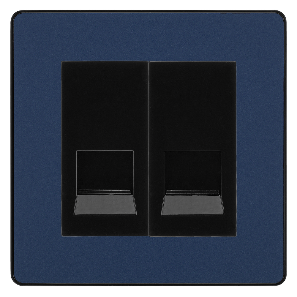 BG Evolve Matt Blue Double Master Telephone Socket, Screw...