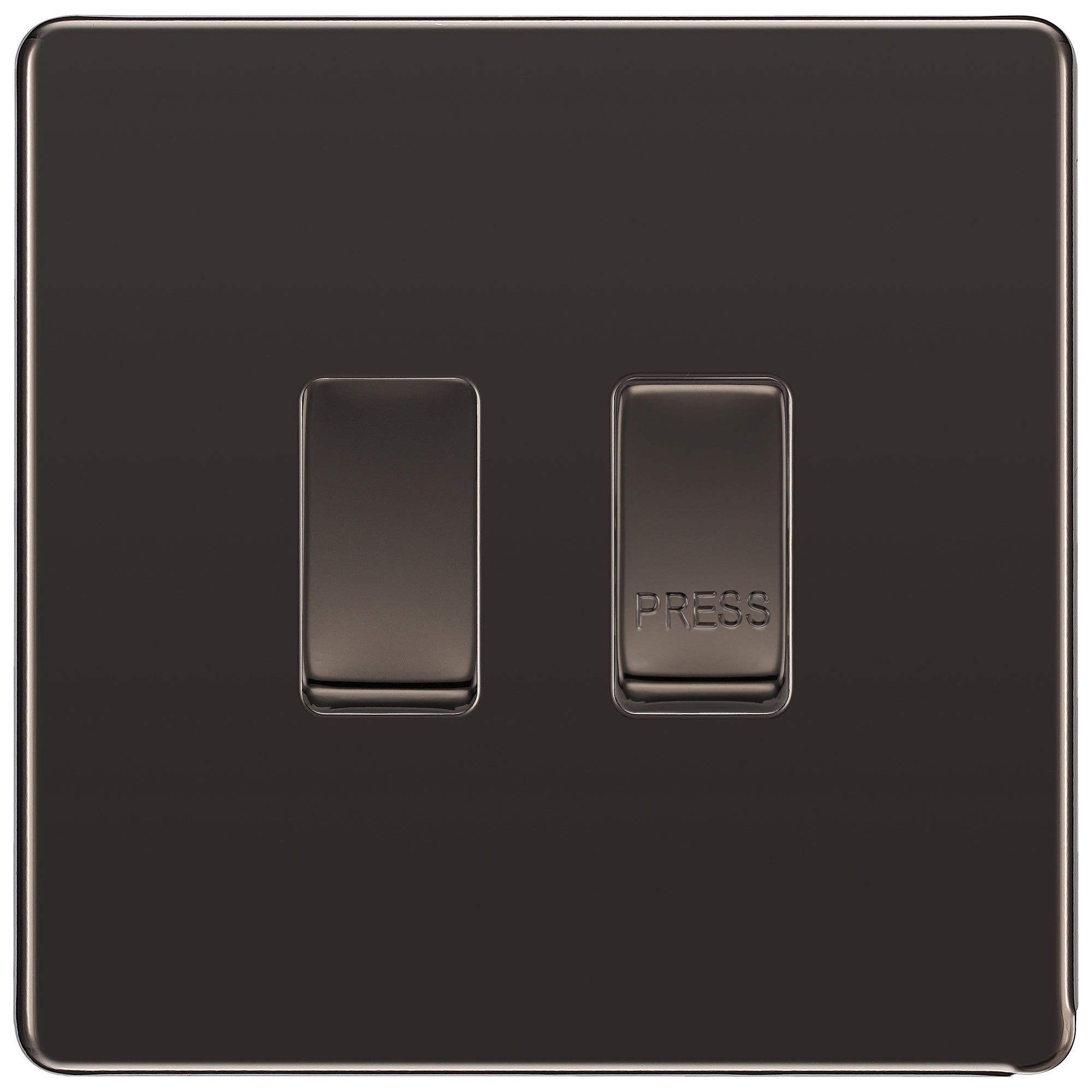 BG Screwless Black Nickel 2G Grid Switch – 20A 2-Way