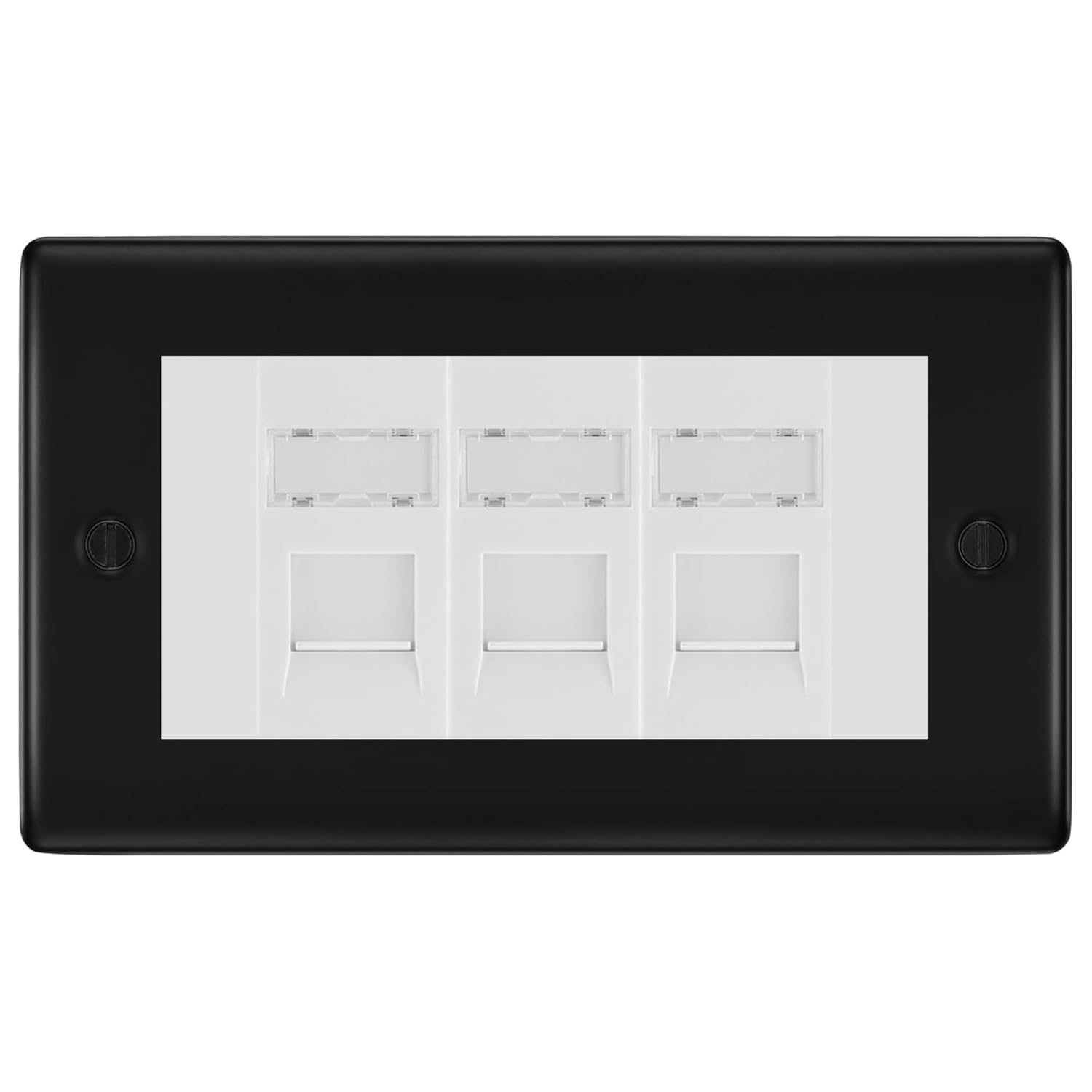 BG Nexus Matt Black 3 Gang RJ45 Cat6 Data Socket Outlet W...