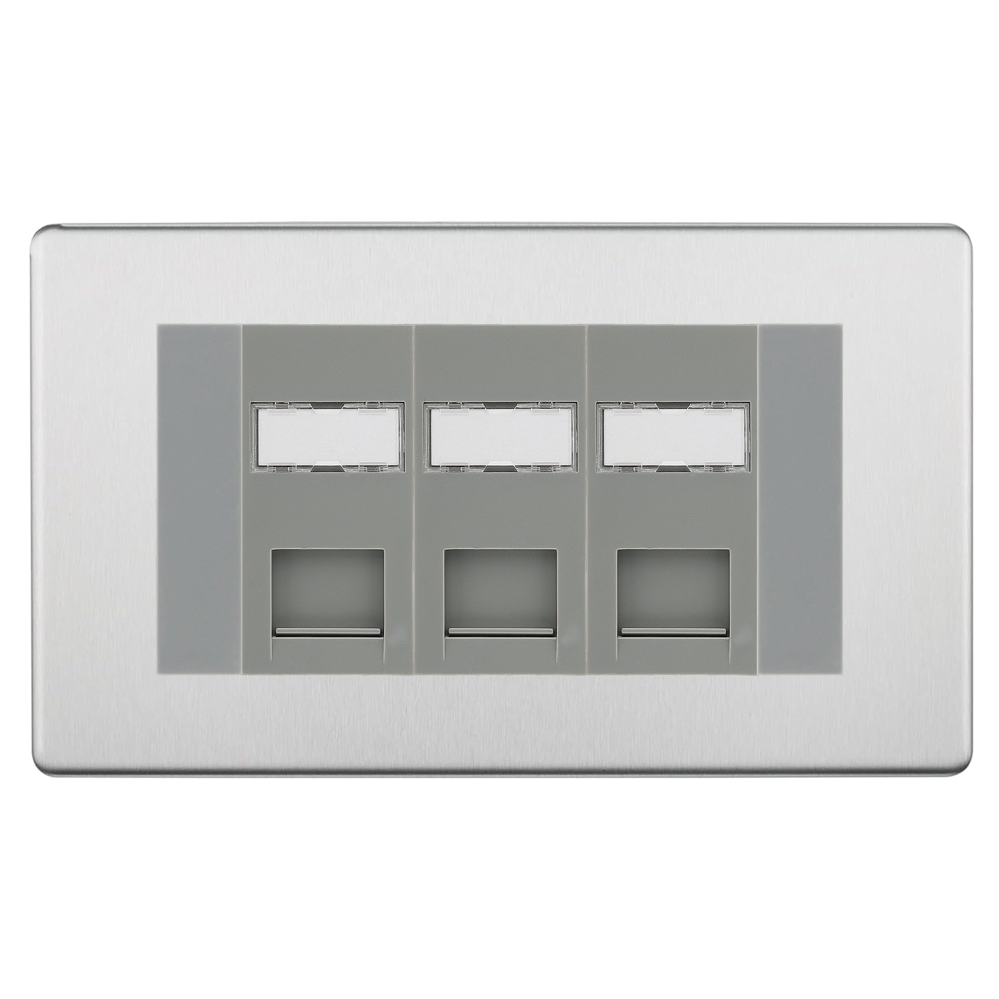 BG Screwless Brushed Steel 3 Gang RJ45 Cat5e Data Socket ...