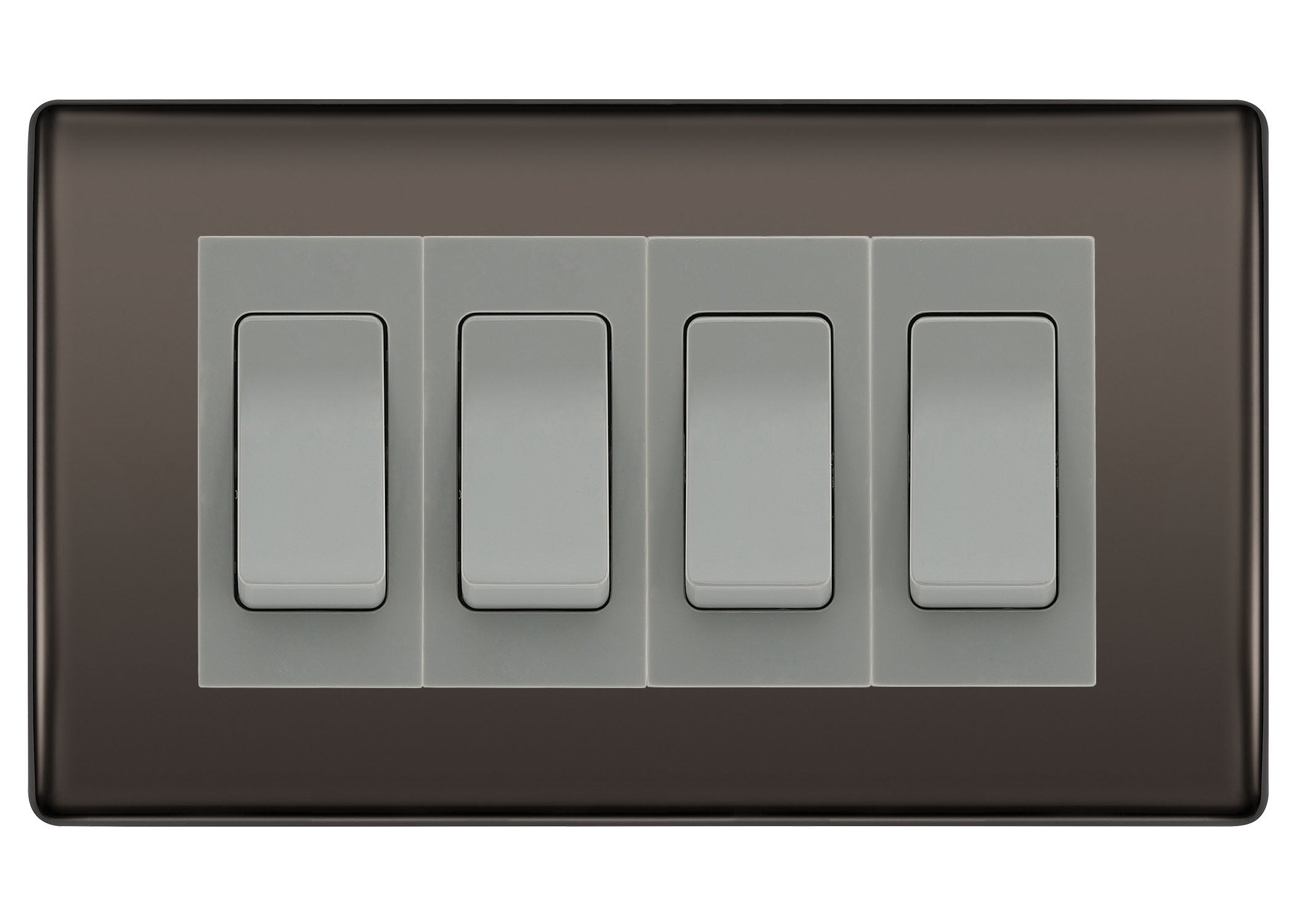 BG Nexus Black Nickel 4 Gang 20AX 2-Way Switch Custom Gri...