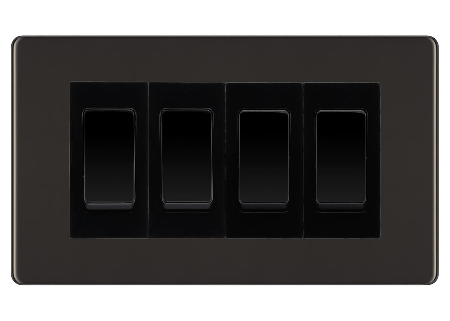 BG Black Nickel Screwless 4 Gang 20AX 2-Way Switch Custom...