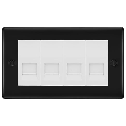 BG Nexus Matt Black 4 Gang IDC Secondary Telephone Socket...