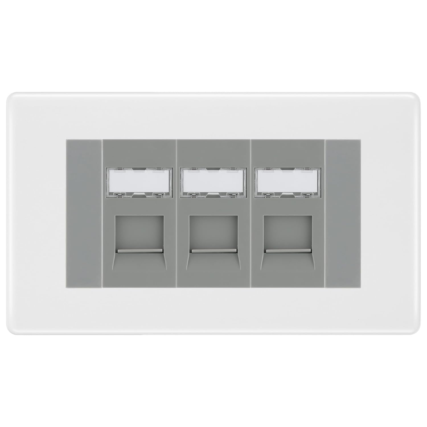 BG White Moulded 3 Gang RJ45 Cat6 Data Socket Outlet Grey Inserts ...