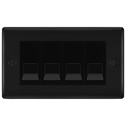 BG Nexus Matt Black 4 Gang IDC Secondary Telephone Socket...
