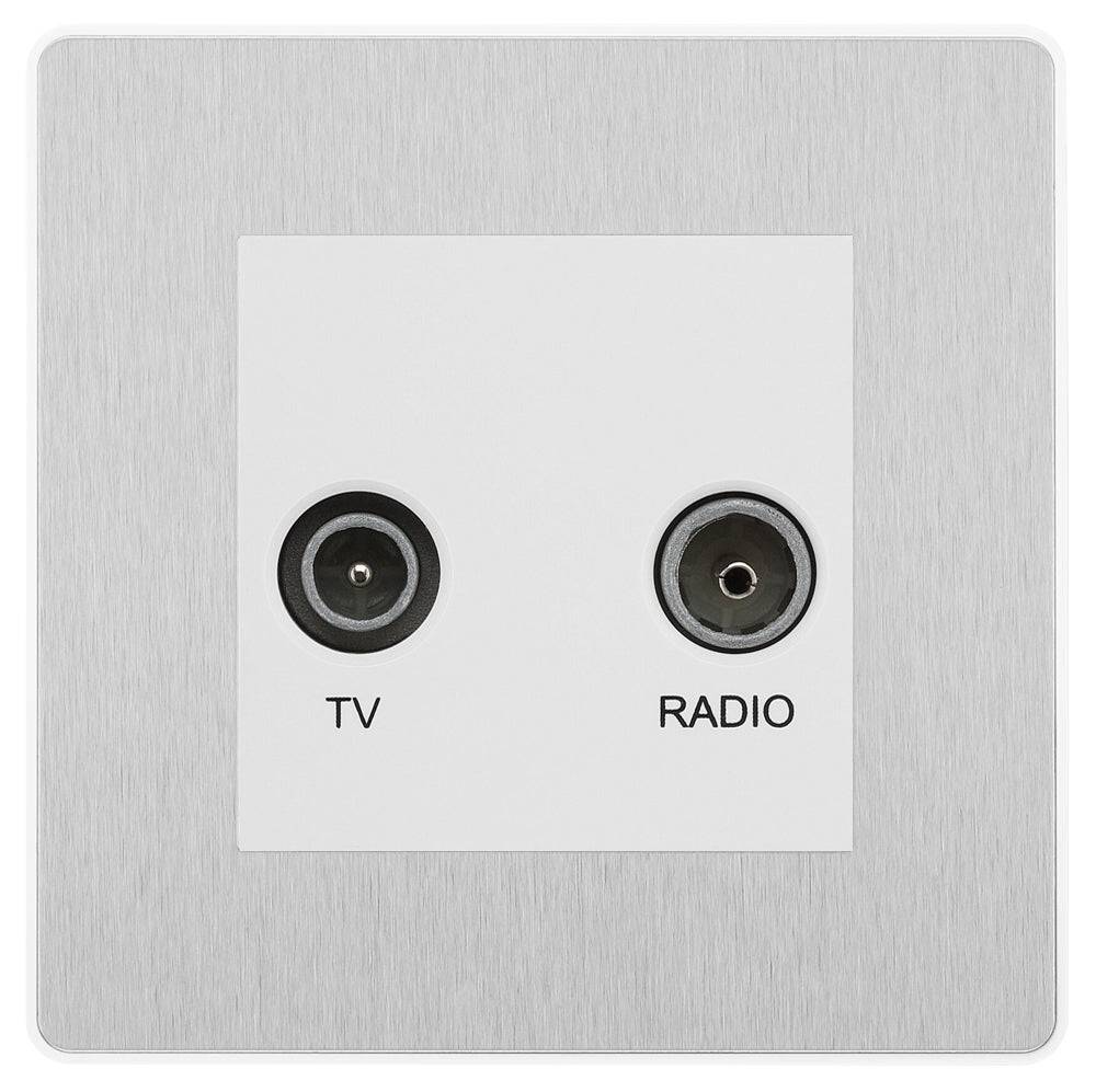 BG Evolve Brushed Steel TV & FM Socket PCDBSTVFMW – K...