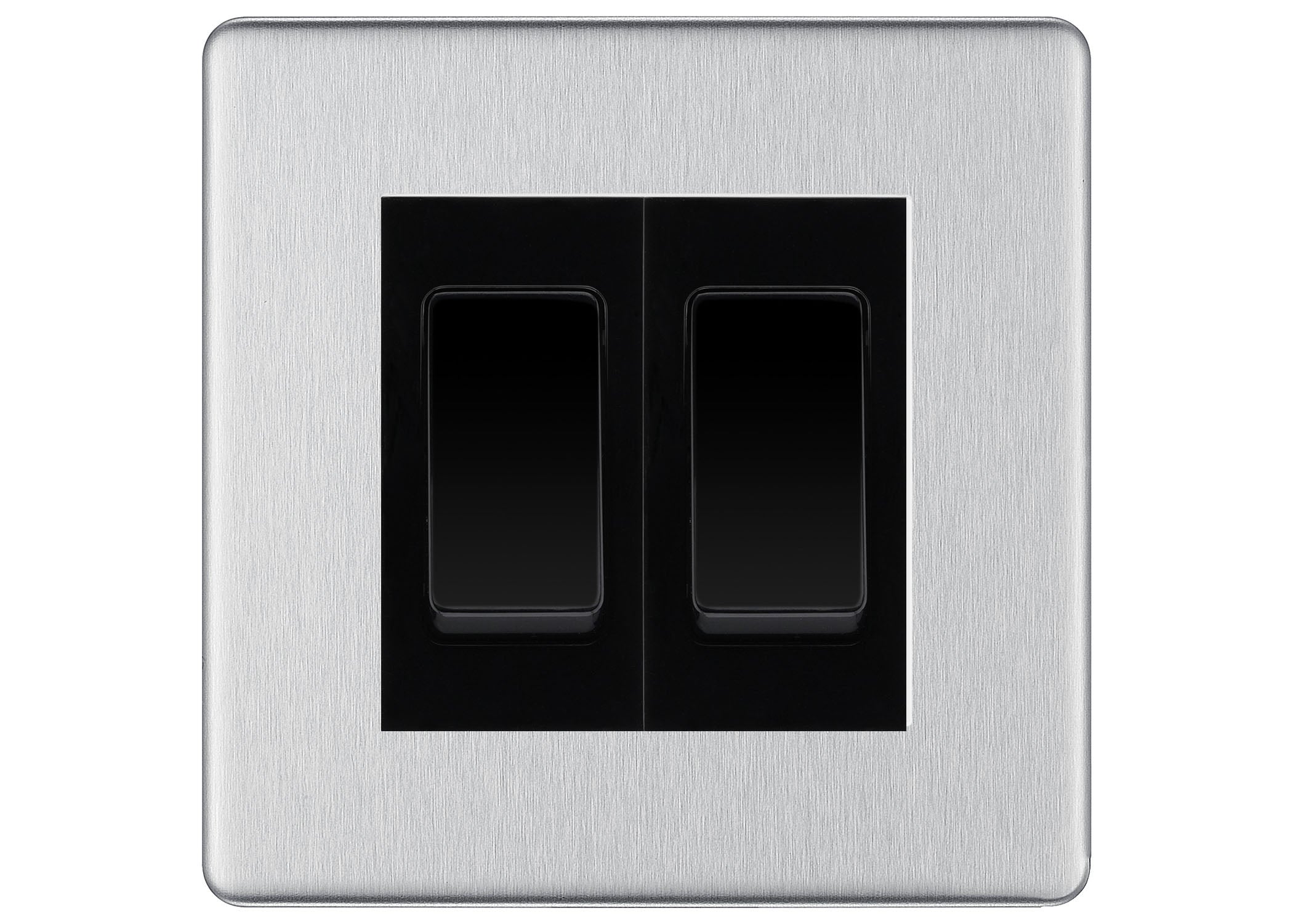 BG Brushed Steel 2 Gang 20AX 2-Way Switch Custom Grid – B...