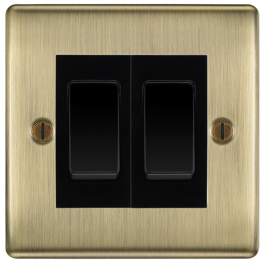 BG Nexus Antique Brass 2 Gang Intermediate Light Switch C...