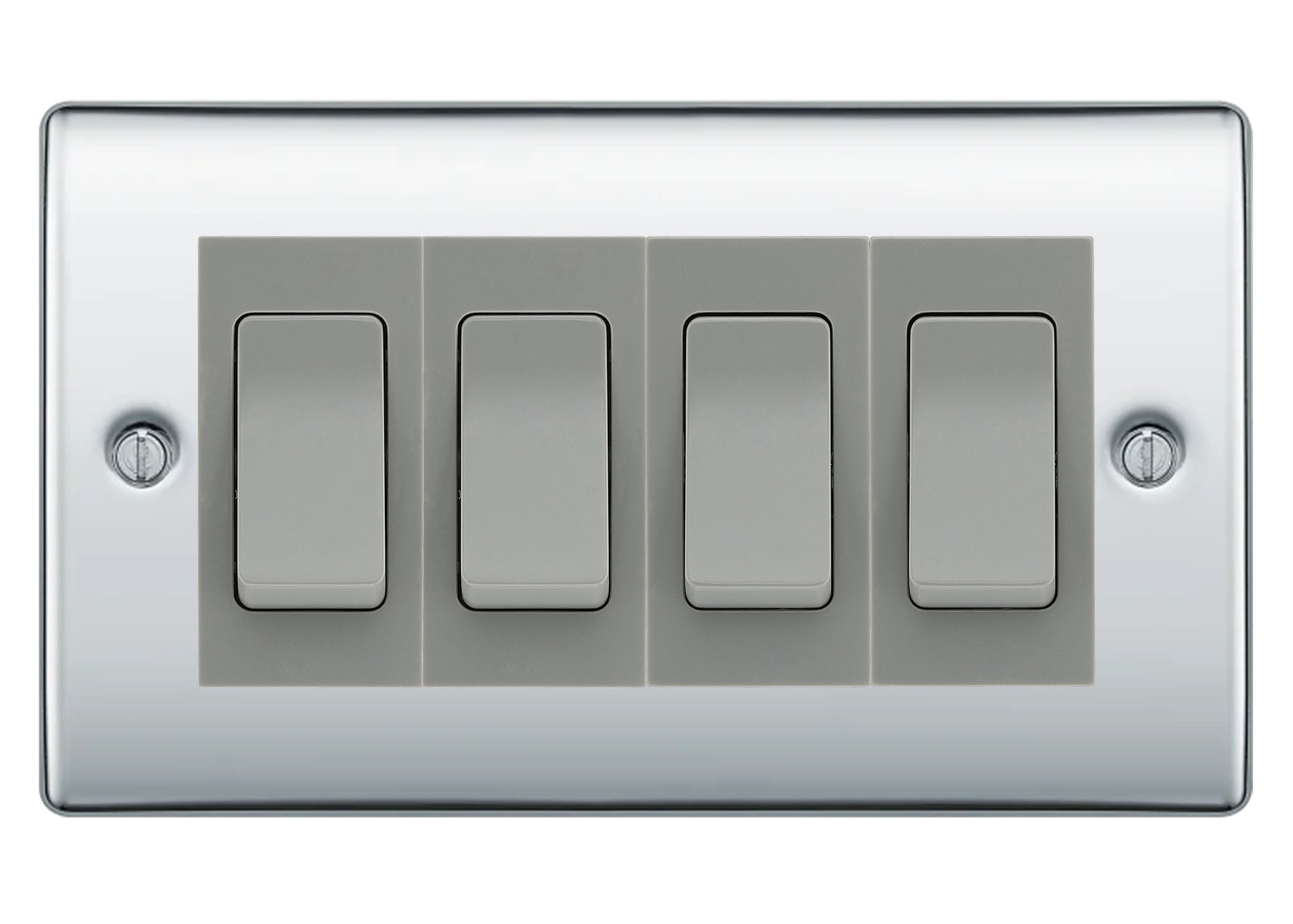BG Nexus Polished Chrome 4 Gang 20AX 2-Way Switch Custom ...
