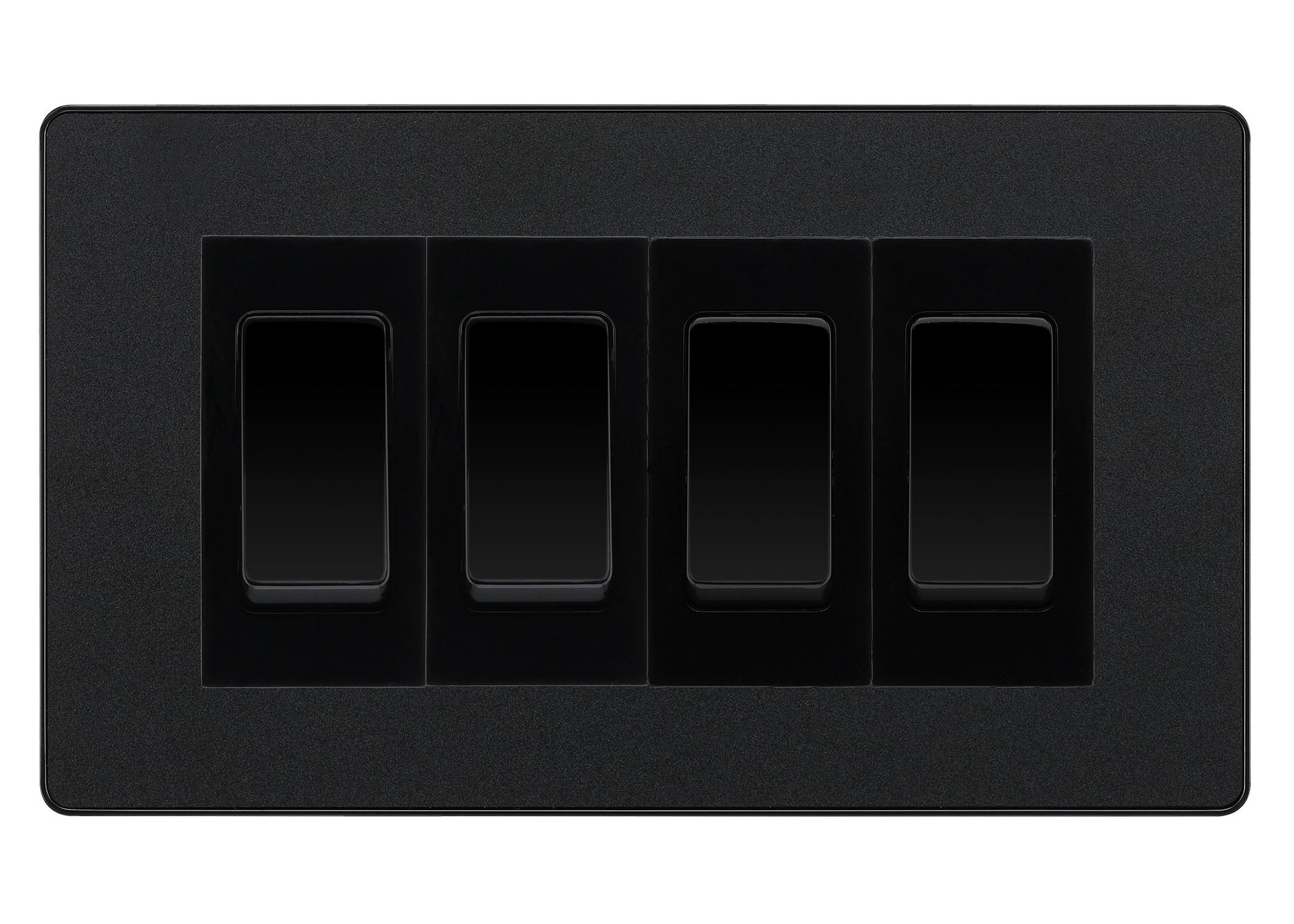 BG Evolve Matt Black 4 Gang 20AX 2-Way Switch Custom Grid...