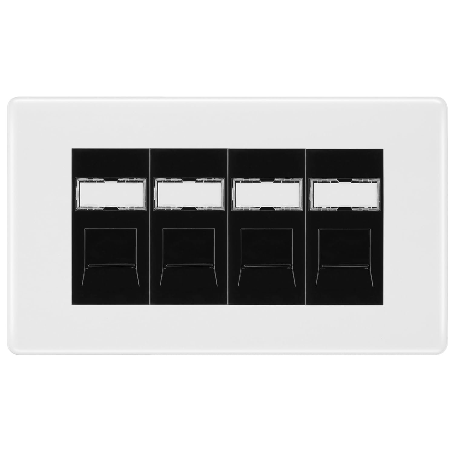 BG White Moulded 4 Gang RJ45 Cat6 Data Socket Outlet Black Inserts ...