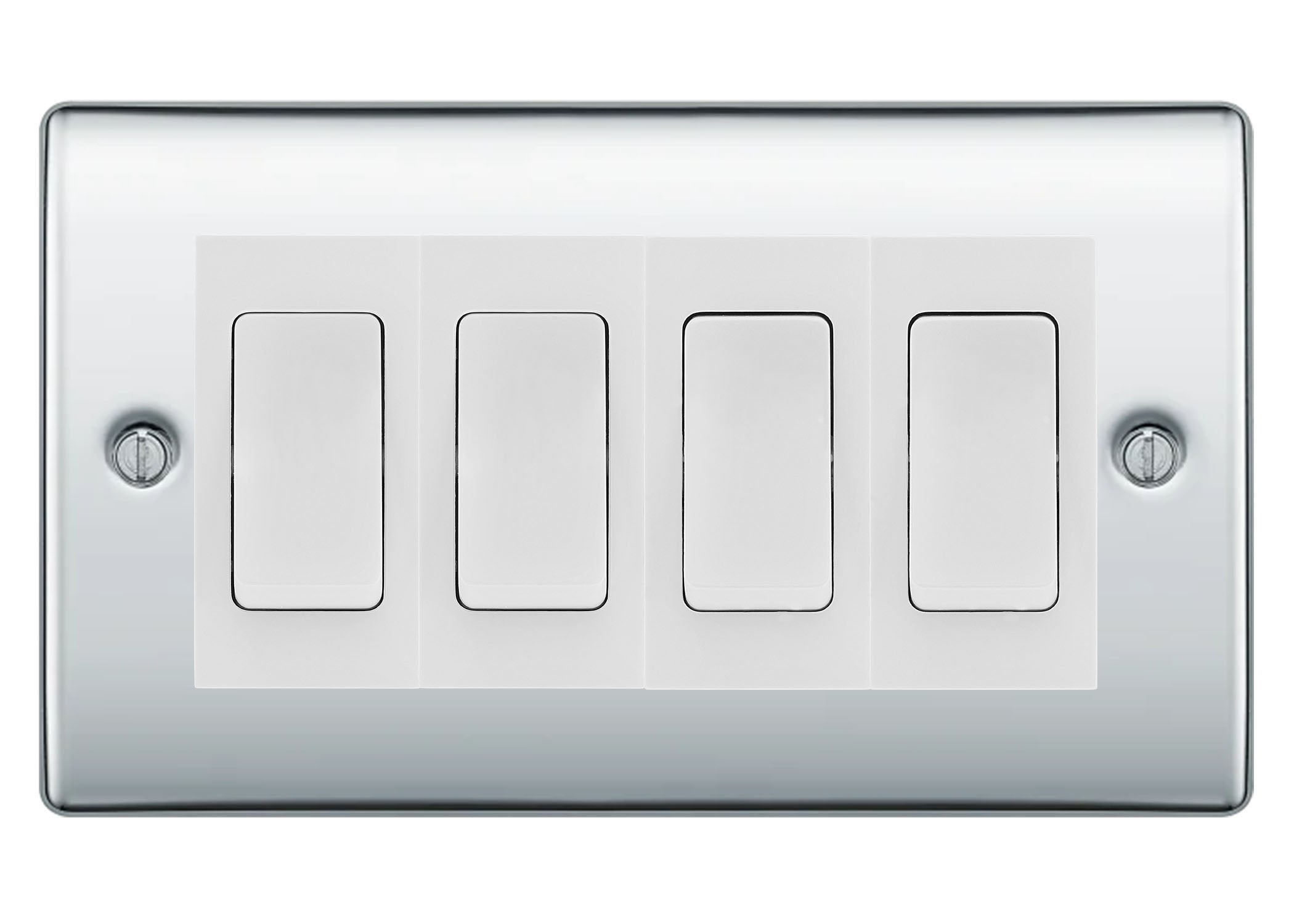 BG Nexus Polished Chrome 4 Gang 20AX 2-Way Switch Custom ...