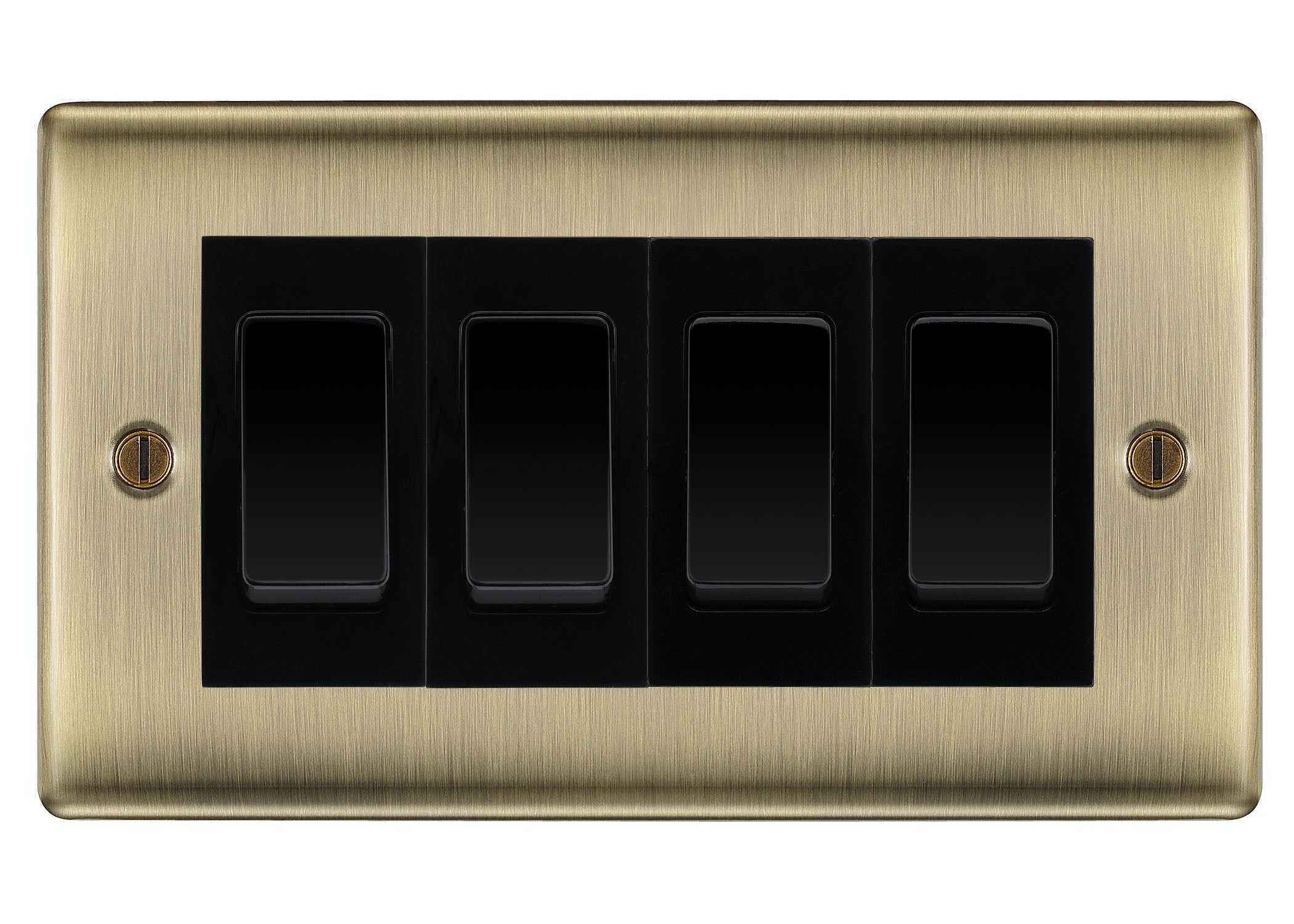 BG Nexus Antique Brass 4 Gang Intermediate Light Switch C...