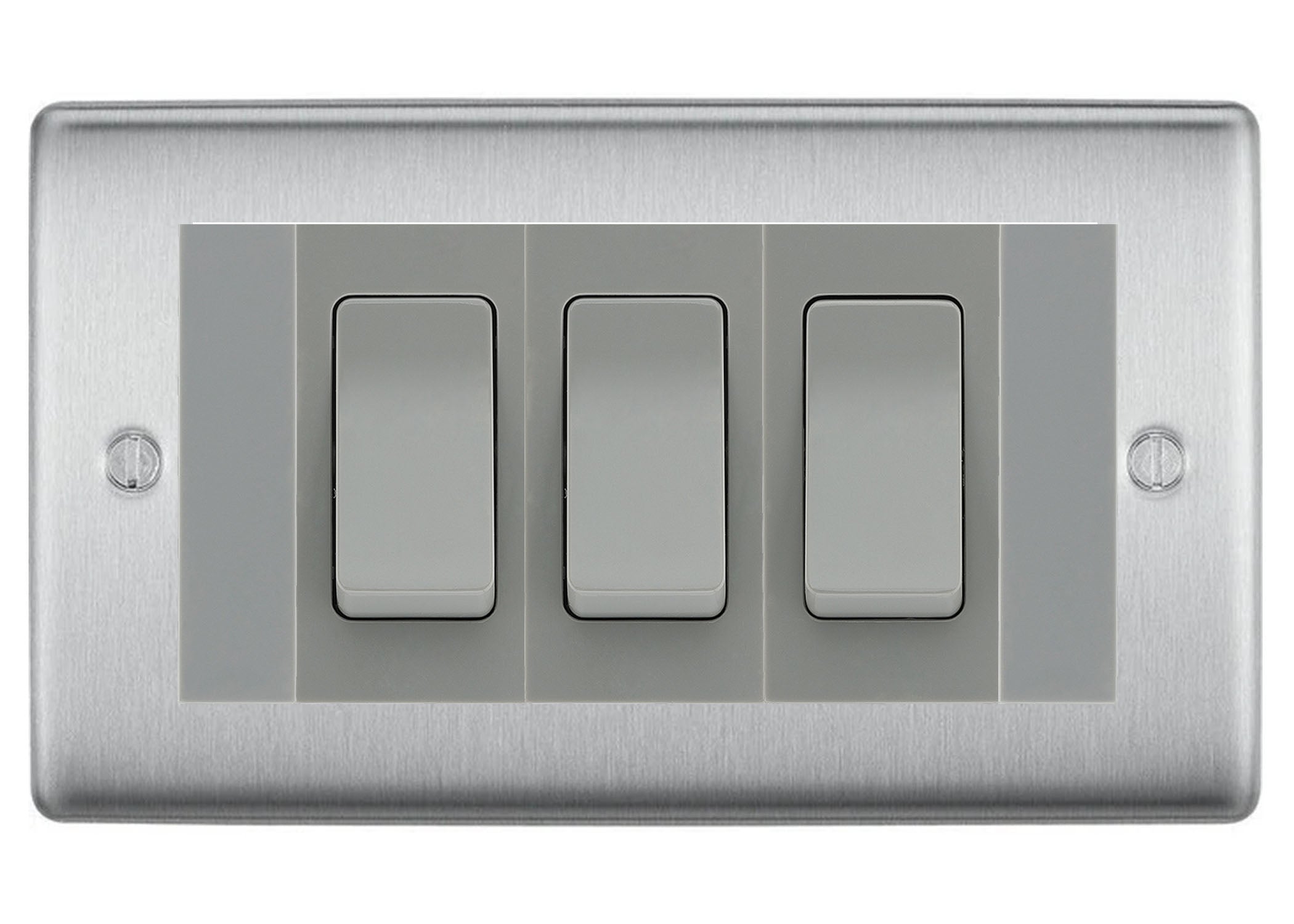 BG Nexus Brushed Steel 3 Gang Intermediate Light Switch C...
