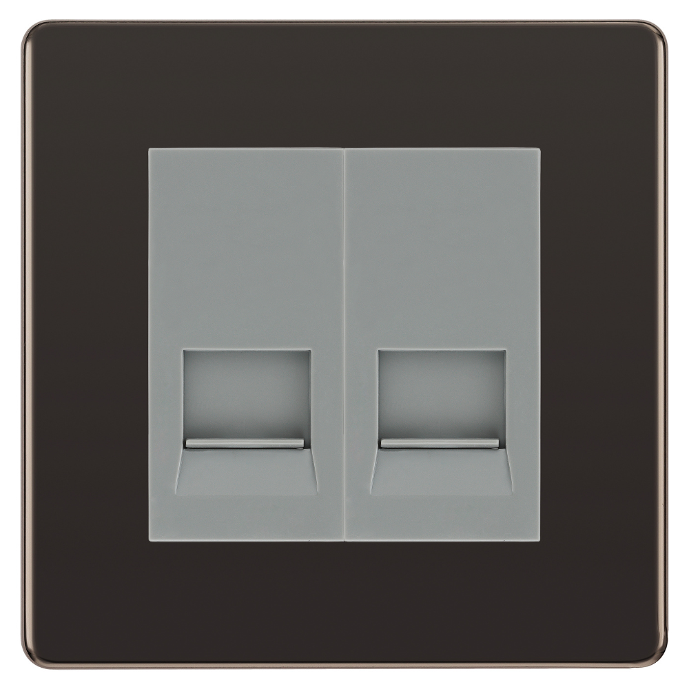BG Screwless Black Nickel Double Master Telephone Socket ...