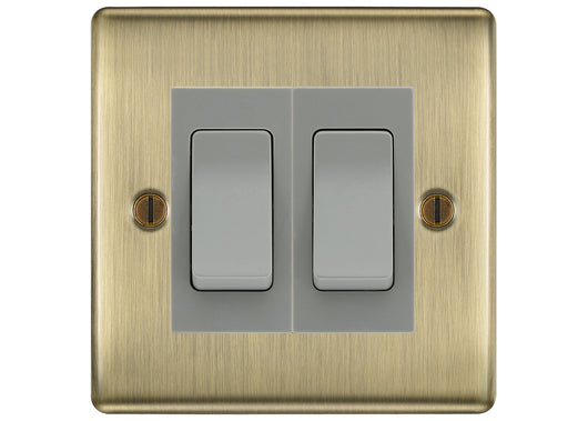 BG Nexus Antique Brass 2 Gang Intermediate Light Switch C...